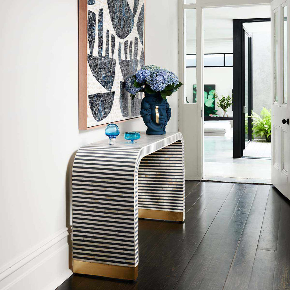 Bone Inlay Curved Console In Black – Fenton & Fenton