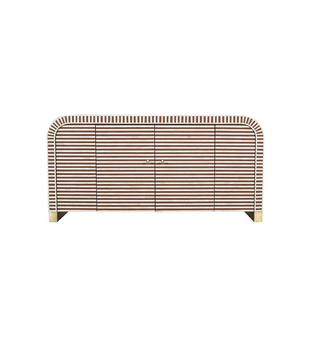 Bone Inlay Curved Sideboard In Chocolate – Fenton & Fenton