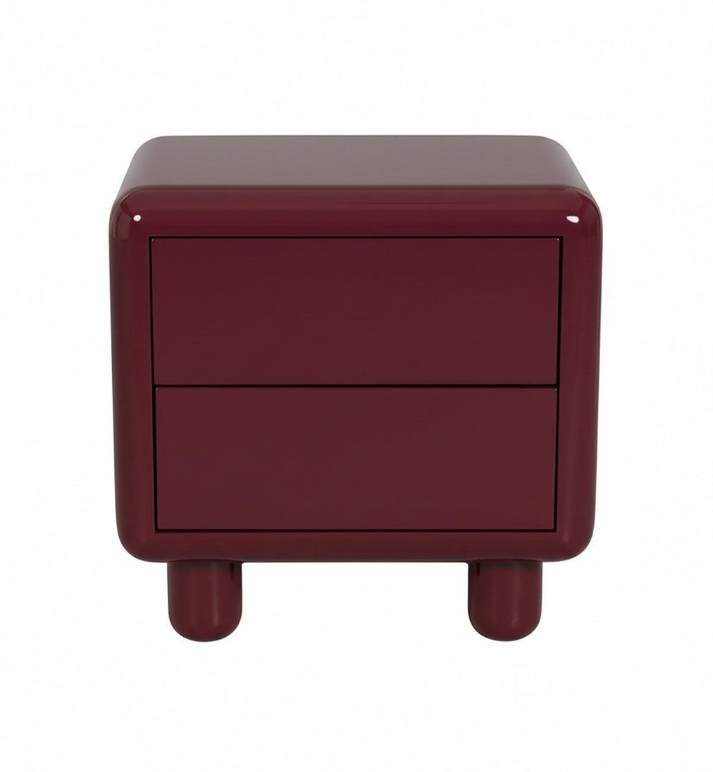 Kip Glossy Bedside Table in Burgundy – Fenton & Fenton
